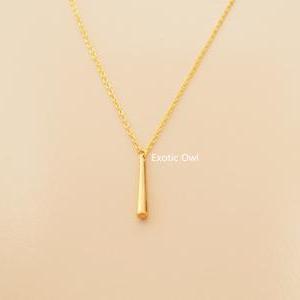 Gold Bar Necklace, Gold Vertical Stick Necklace, Stick Pendant, Bar ...
