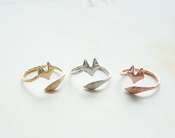 Cute Gold Fox Ring, Foxy Fox , Everyday Ring, Adjustable Size, Chic , Modern And Delicate on Luulla