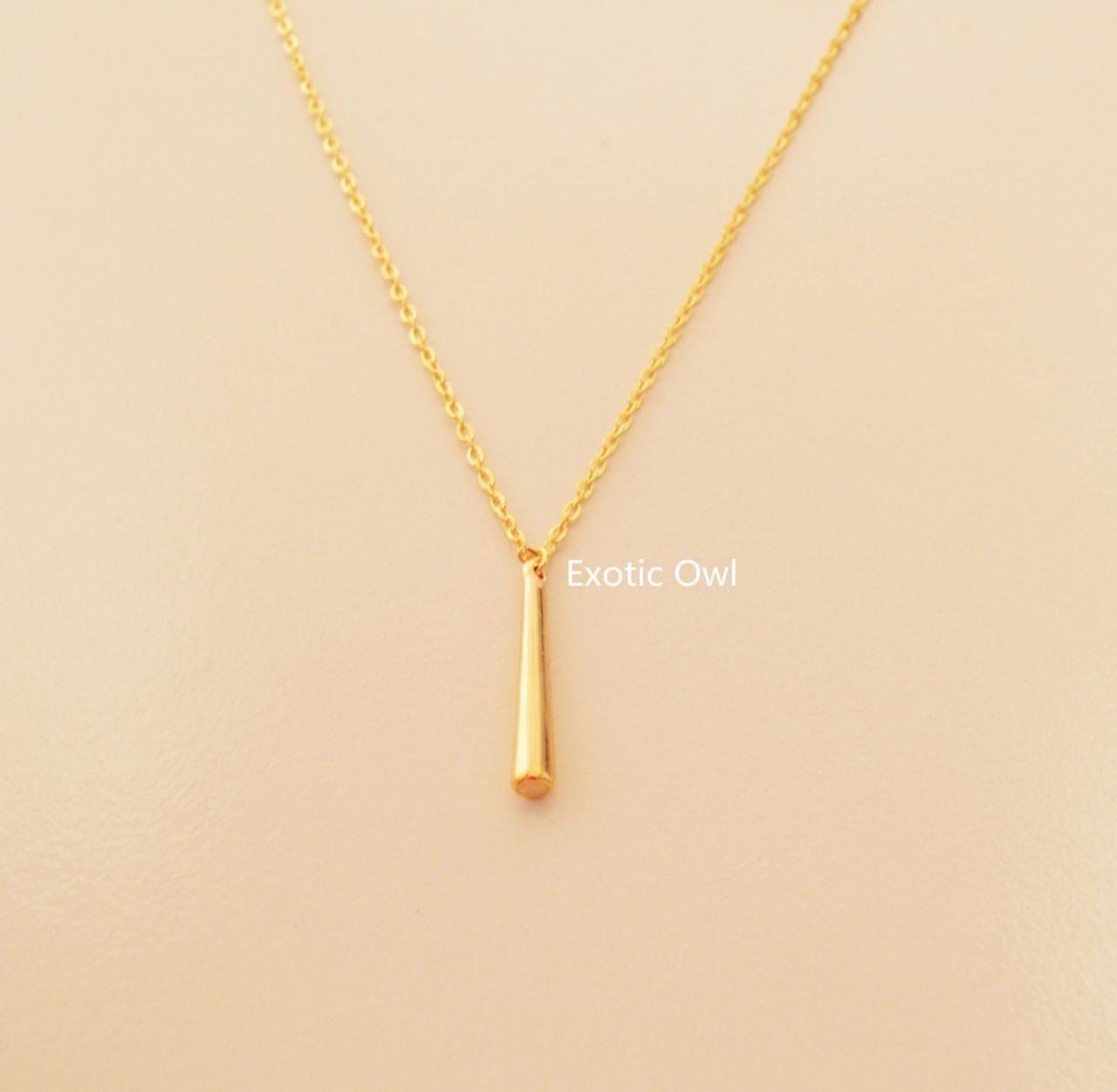 Gold Bar Necklace, Gold Vertical Stick Necklace, Stick Pendant, Bar ...