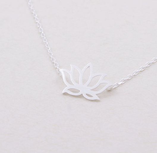 Chic Lotus Necklace, Minimalist Lotus Pendant, Silver Lotus Necklace ...