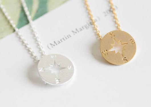 Tiny Compass Necklace, Simple Compass Pendant, Chic And Small Compass ...