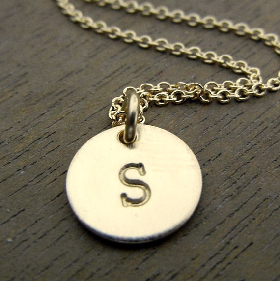 1 Disc Personalized Necklace, Gold Initial Necklace, Gold Initial ...