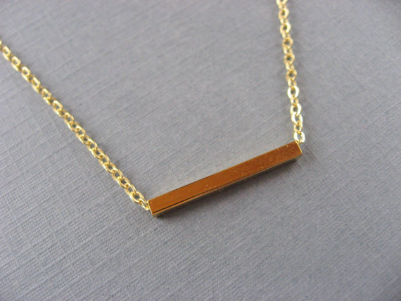 Rose Gold Bar Necklace, Simple Bar Necklace, Chic Everyday Necklace ...