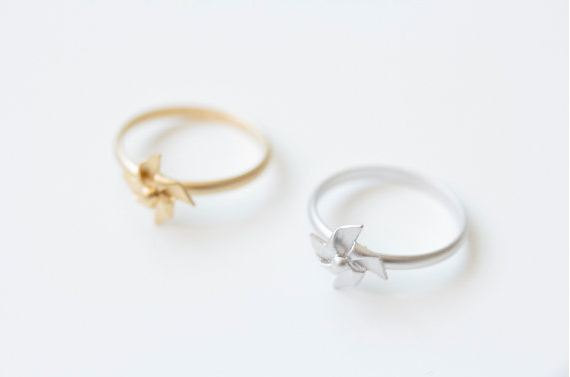Dainty Pinwheel Ring, Simple Ring, Thin Ring, Gold Ring, Delicate Ring ...