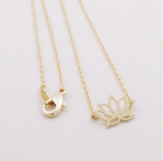 Chic Lotus Necklace, Minimalist Lotus Pendant, Silver Lotus Necklace ...
