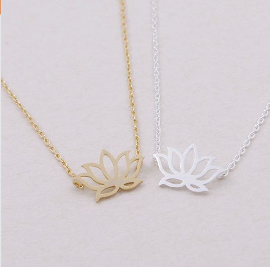 Chic Lotus Necklace, Minimalist Lotus Pendant, Silver Lotus Necklace ...